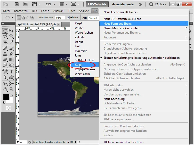 Create a 3D earth in Photoshop with just a few clicks