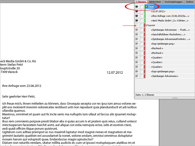 Use the level function in Adobe InDesign