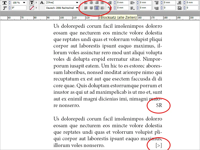 Le justifié dans InDesign.