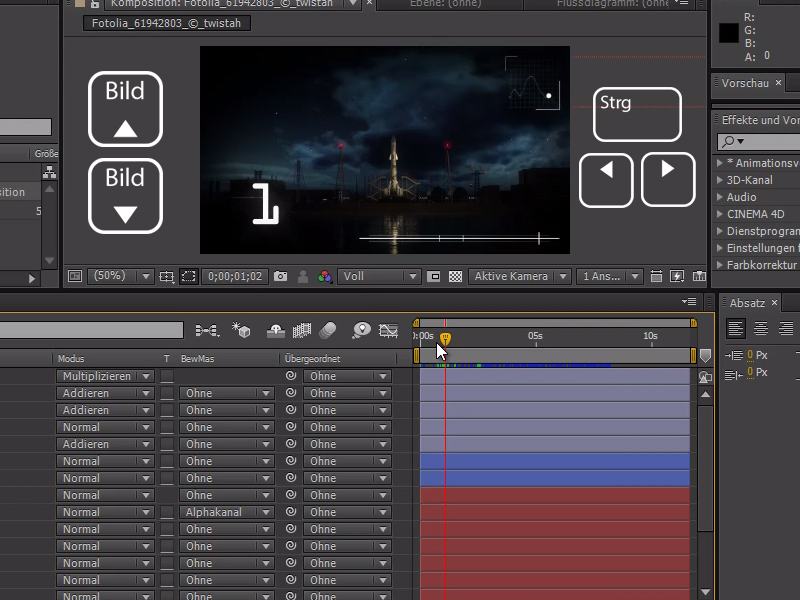 Workflow in After Effects: Navigieren in der Timeline