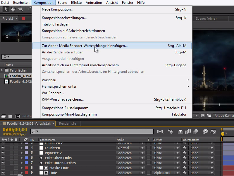 Workflow in After Effects: Rendern im Media Encoder