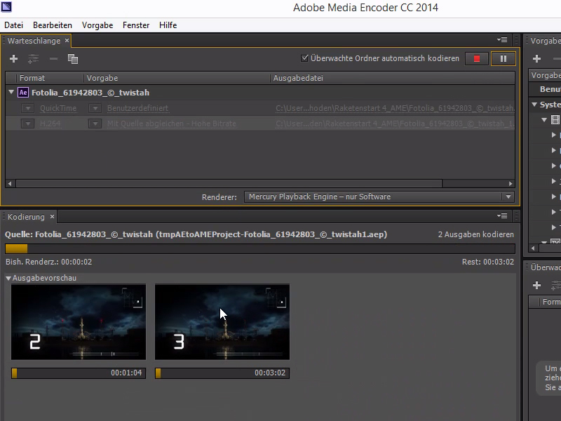 Workflow in After Effects: Rendern im Media Encoder