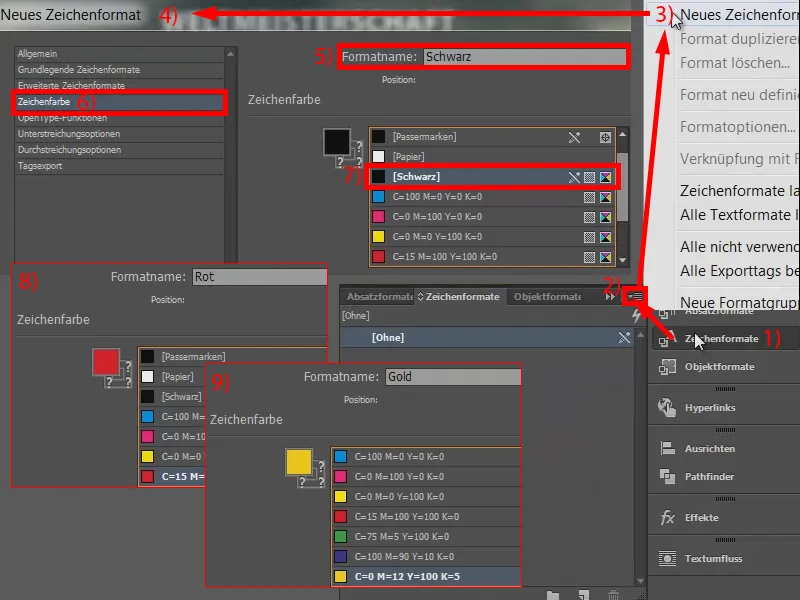 Colored text over nested formats