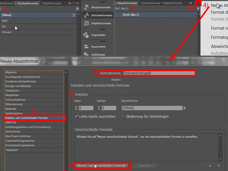 Colored text over nested formats
