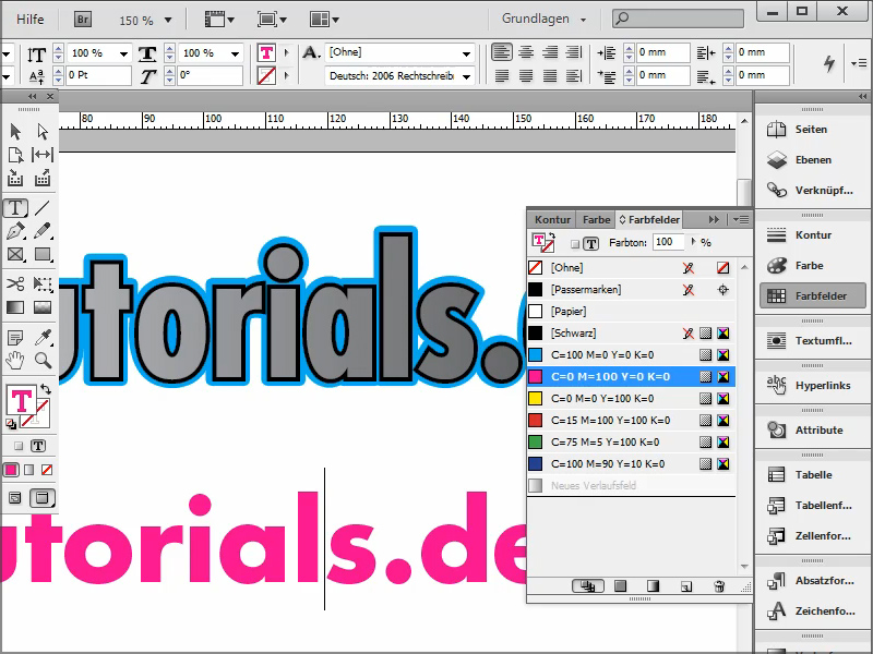 Adobe InDesign: Doppelte Kontur auf Texten