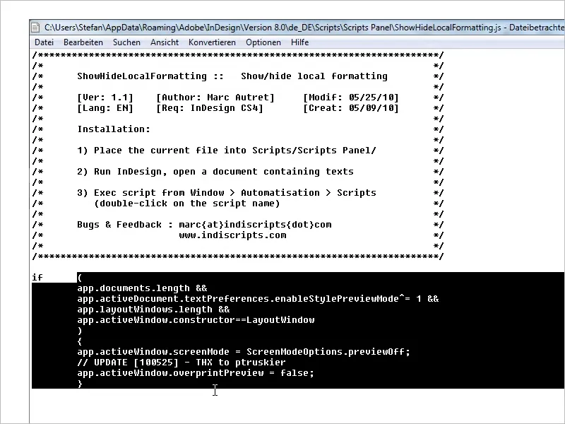 Adobe InDesign: Display format deviations with a click