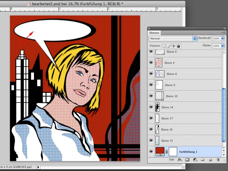 Create a portrait in the style of Roy Lichtenstein in Photoshop